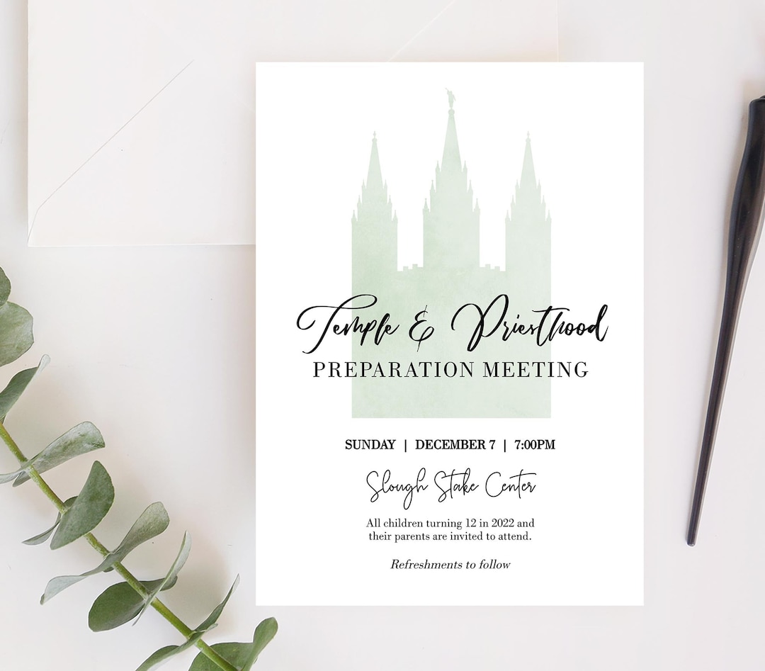 Temple and Priesthood Preparation Meeting, EDITABLE Invitation ...