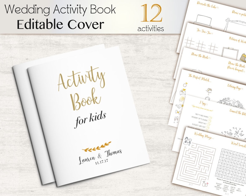 Kids Activity Pack Wedding Children Editable Cover Activities Book ...