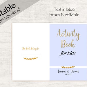 Kids Activity Pack Wedding Children Editable Cover Activities Book ...