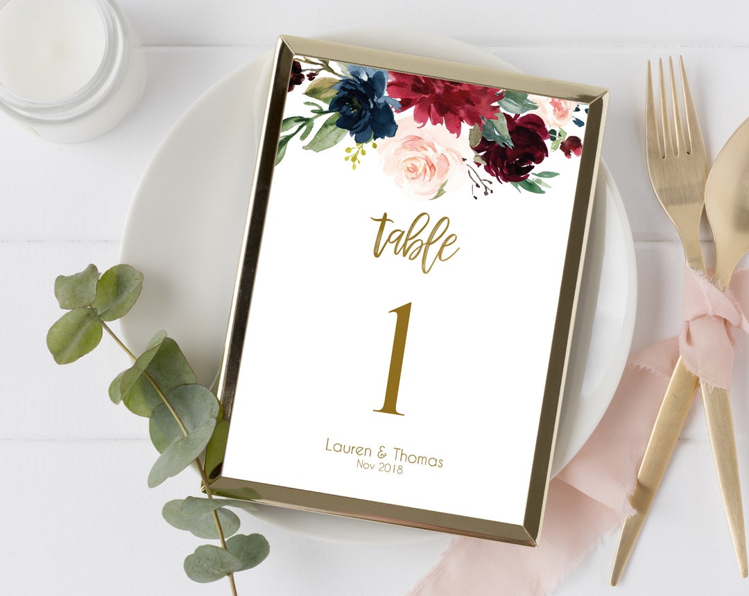 Editable Table Number, Table Number Template, Table Numbers Sign, Blue ...