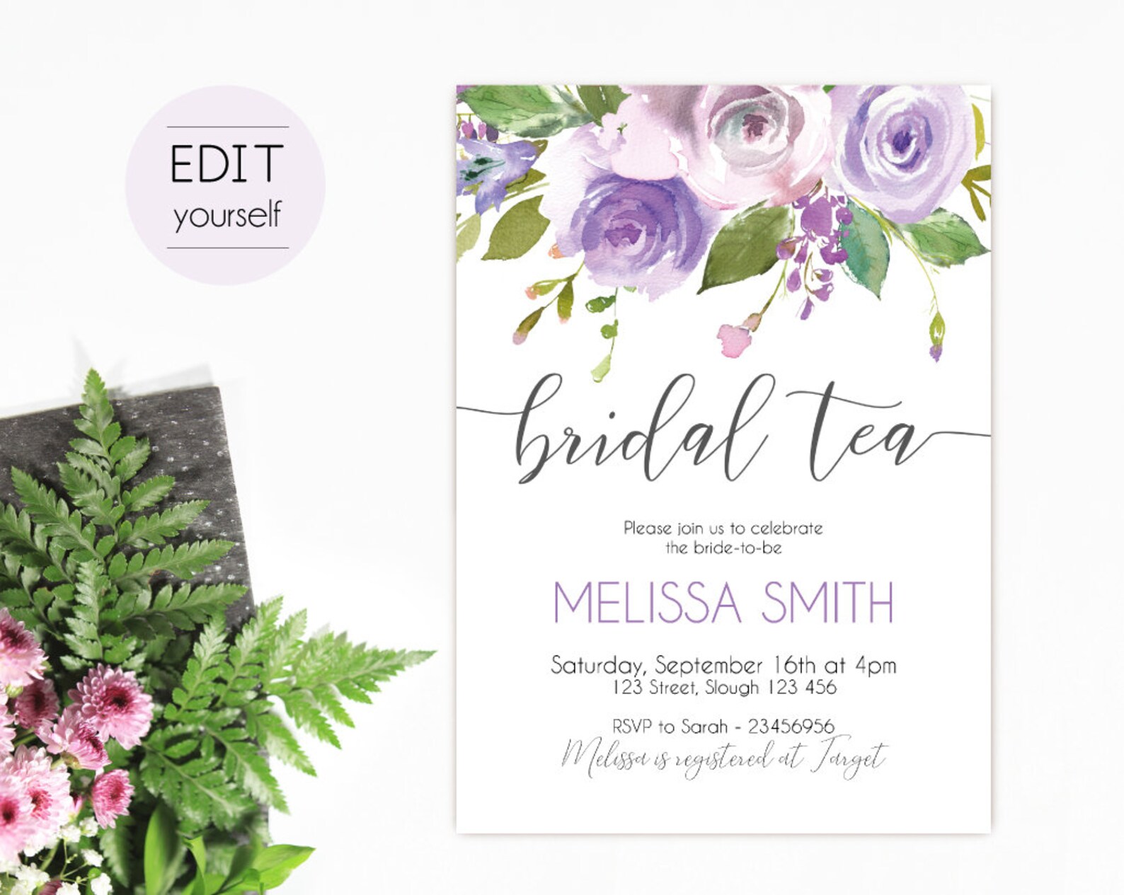 Bridal Tea Invitation Editable PDF Bridal Shower Printable | Etsy