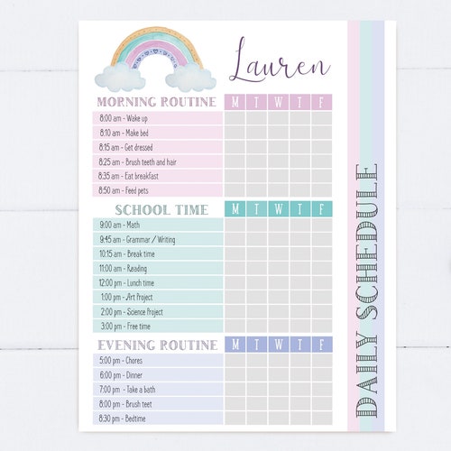 Editable Home School Daily Planner Kids Daily Task List - Etsy