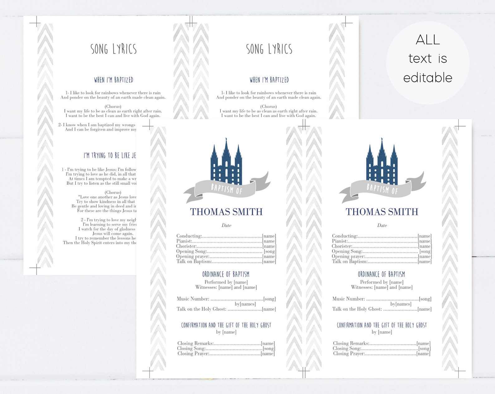 Baptism Program Editable Program LDS Printable Digital - Etsy