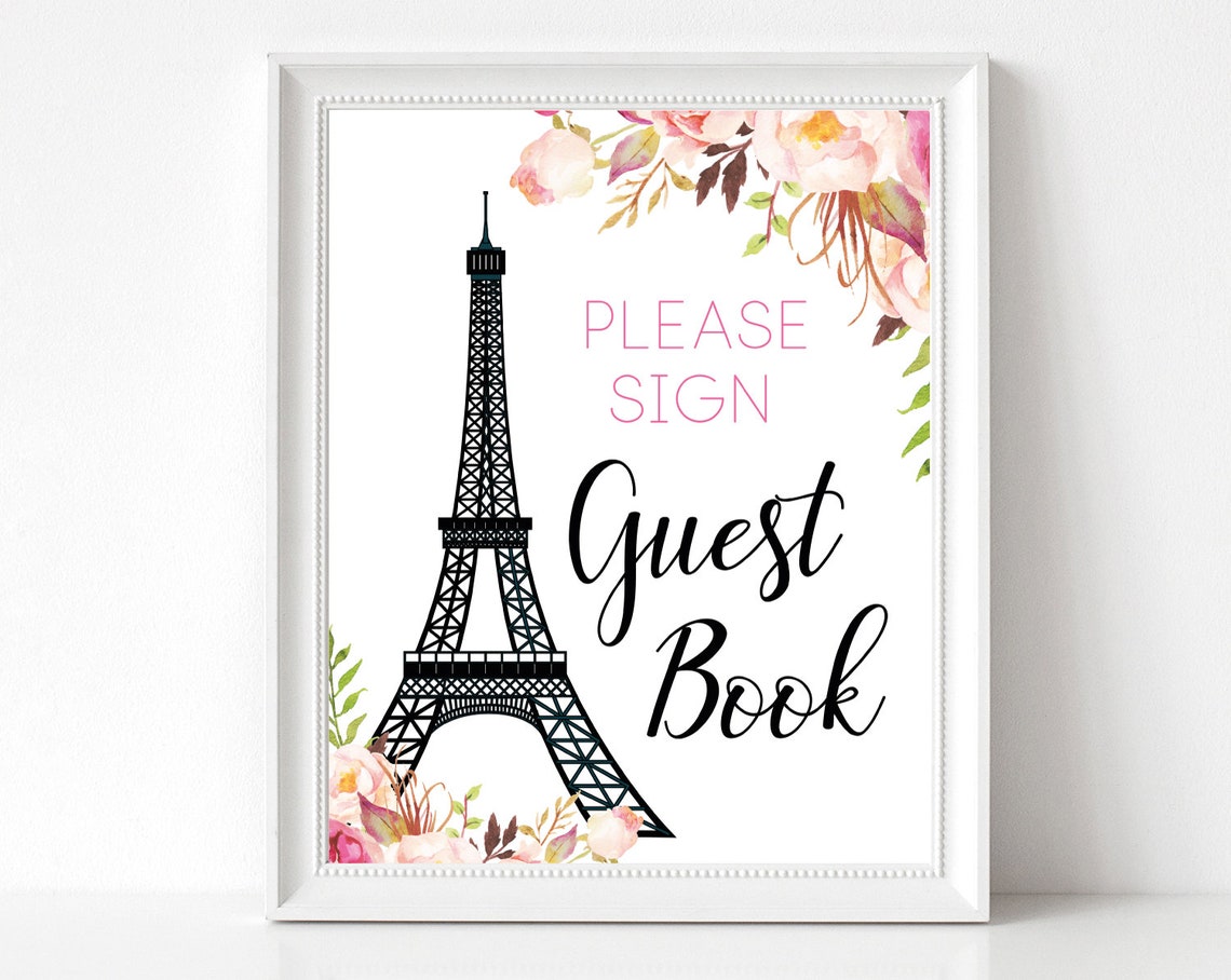 Sign Paris Themed Bridal Shower Bridal Shower Sign Package | Etsy