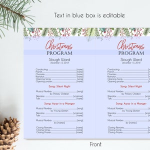 Christmas Program, Editable PDF, Editable Template, Editable Text ...