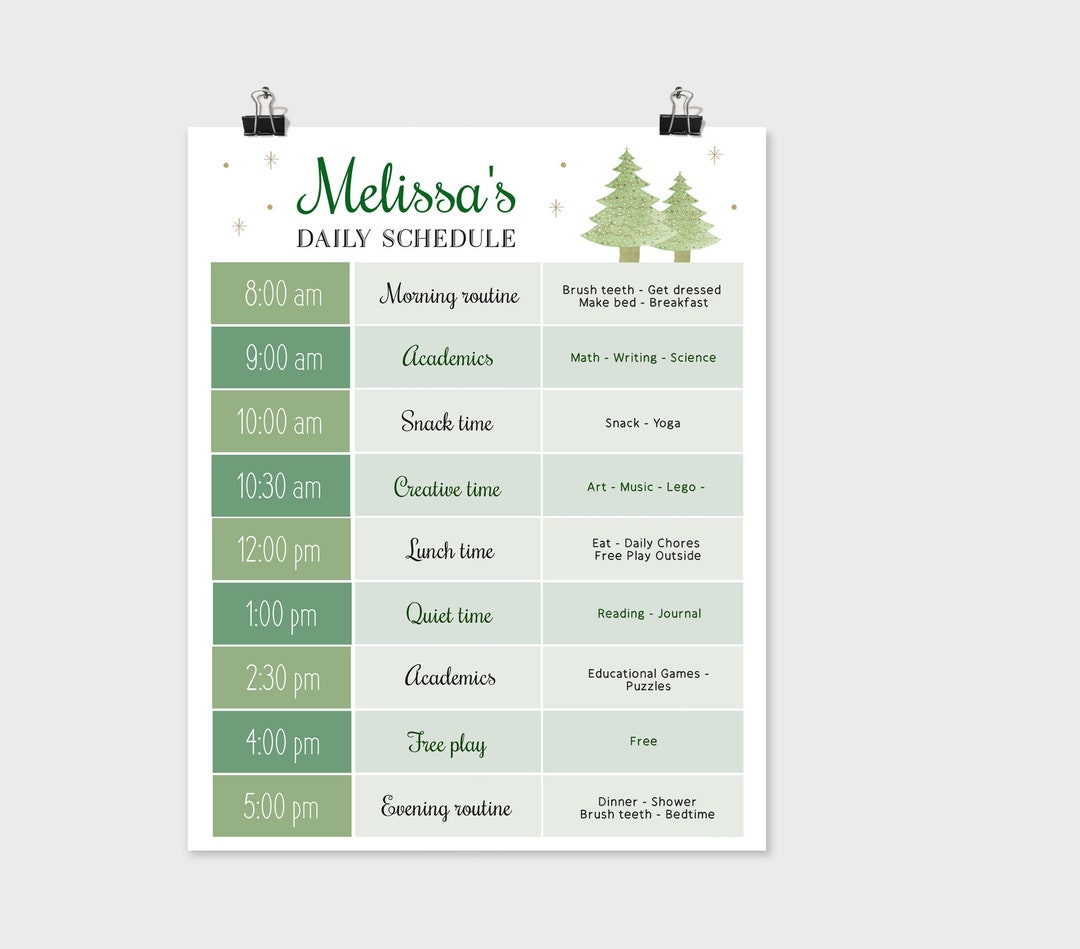 Editable Home School Daily Planner, Editable Daily Routine Schedule ...