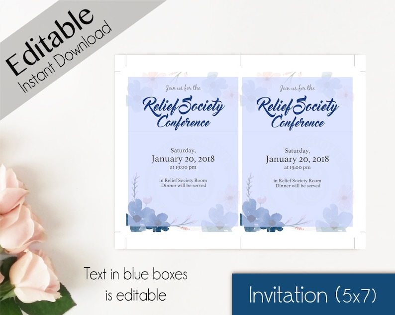 Relief Society Invitation Editable Invitation Editable | Etsy