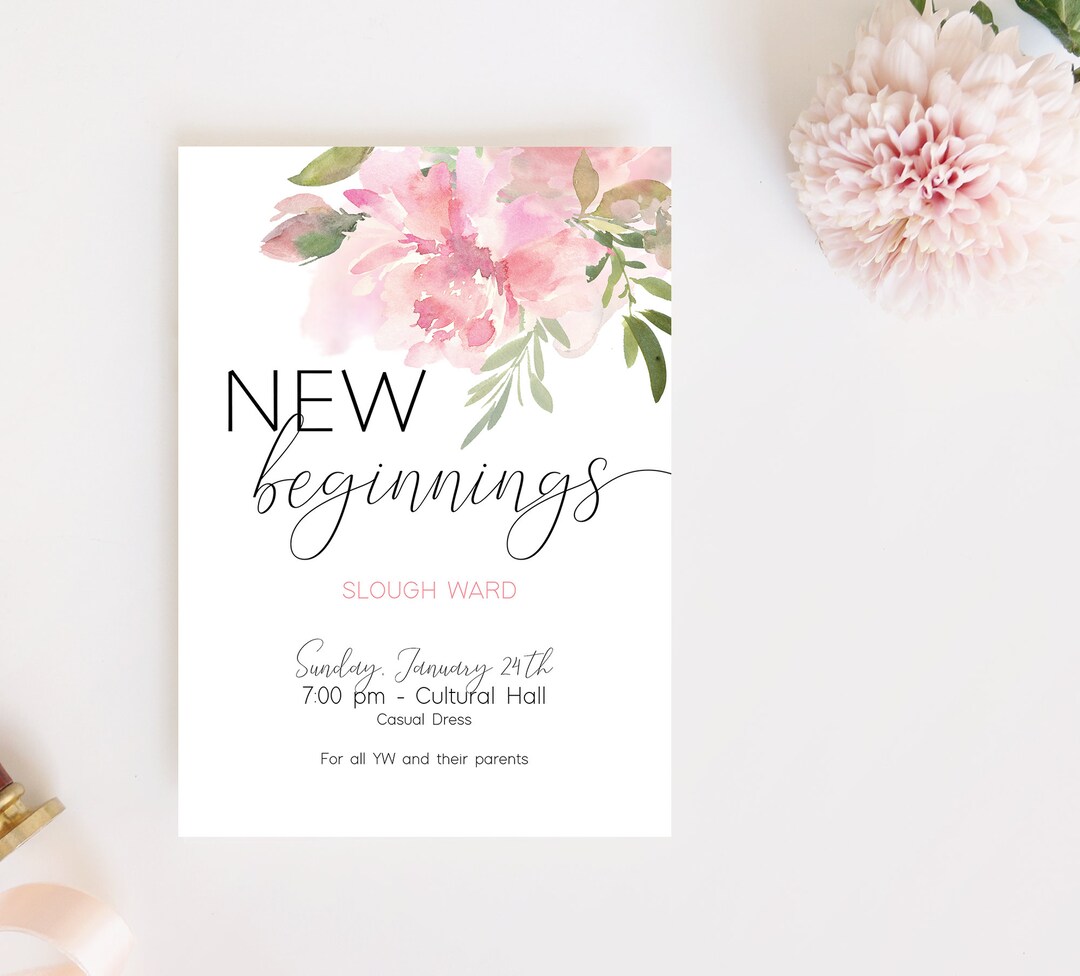 Editable New Beginnings Invitation, Young Women LDS Invitation, Instant ...
