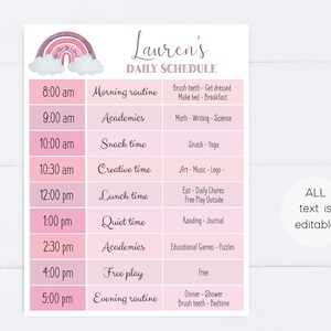 Editable Home School Daily Planner, Editable Daily Routine Schedule ...