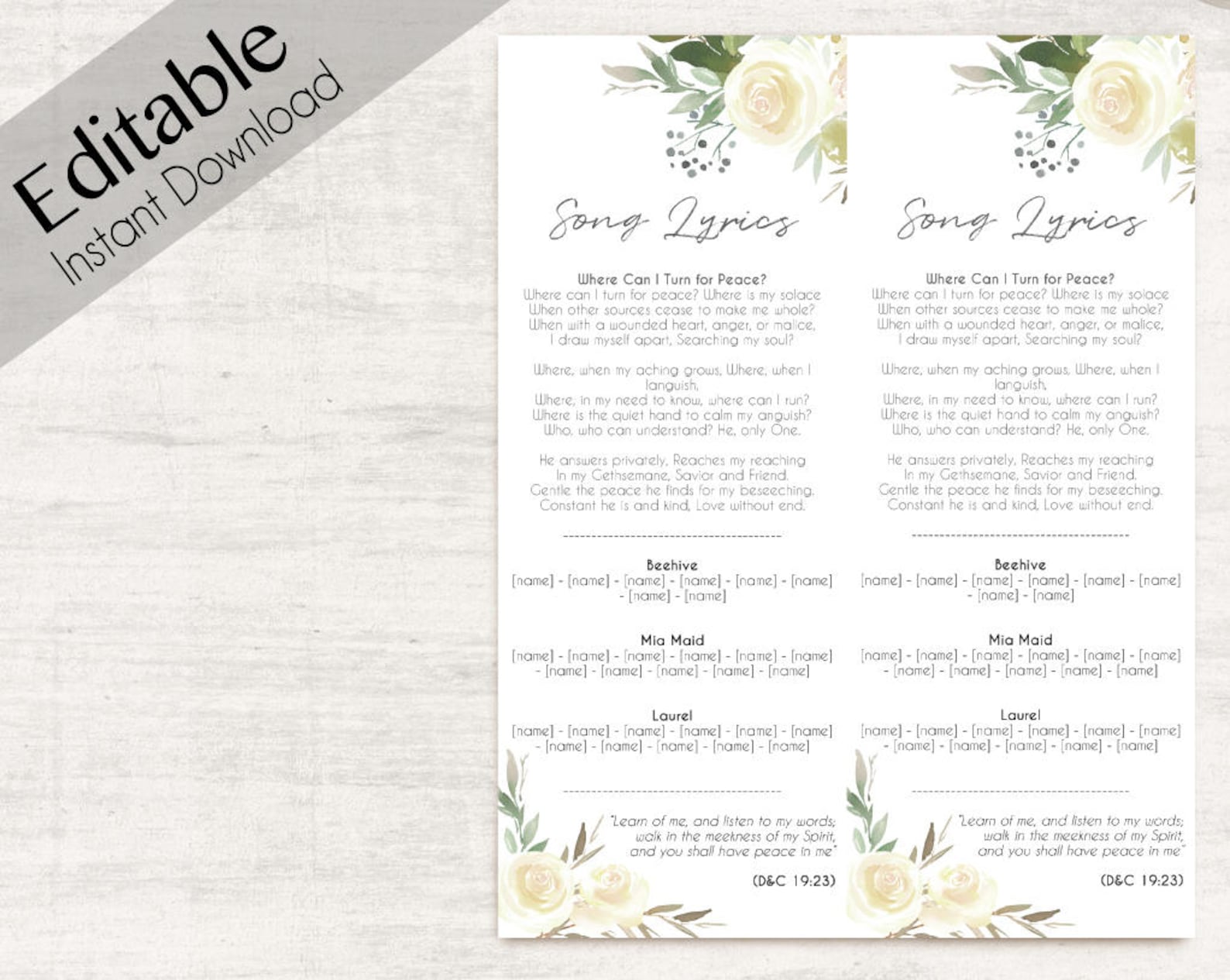 YW New Beginnings Program Editable Program Young Women White - Etsy