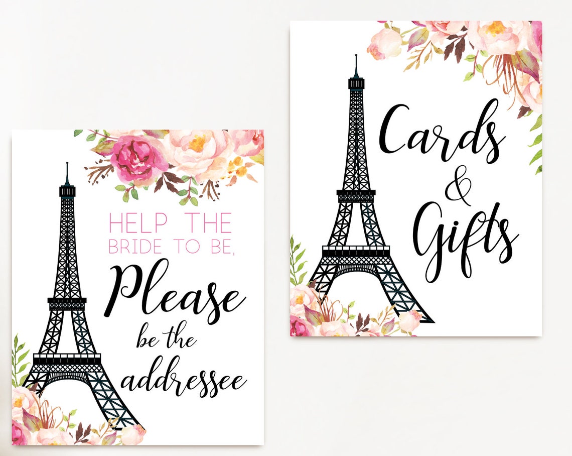 Sign Paris Themed Bridal Shower Bridal Shower Sign Package | Etsy