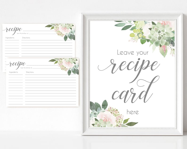 Recipe Cards Bridal Shower Recipe Sign Recipe Card - Etsy