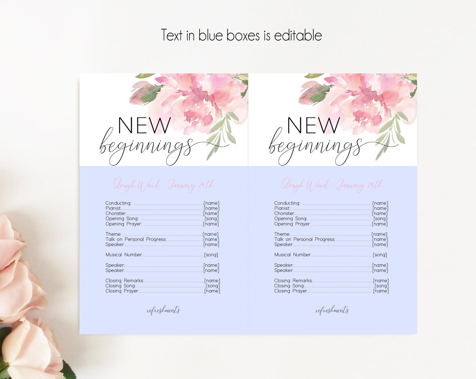 New Beginnings Program, New Beginnings Program, Editable Program, New Beginning Program, Young ...