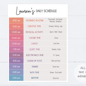 Editable Home School Daily Planner, Editable Daily Routine Schedule ...