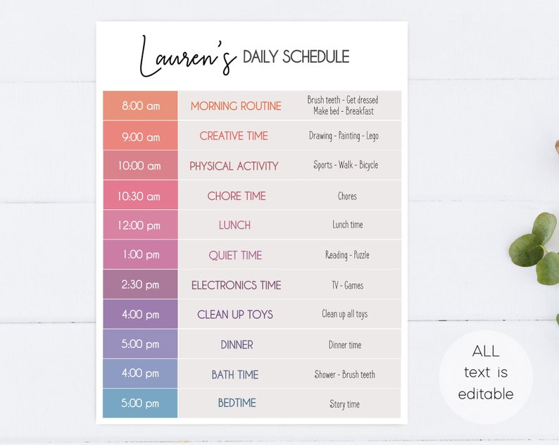Editable Home School Daily Planner Editable Daily Routine - Etsy UK