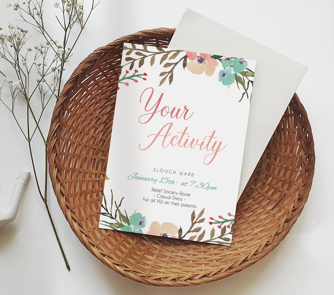 Editable Floral Activity Invitation, Young Women LDS (instant Download ...