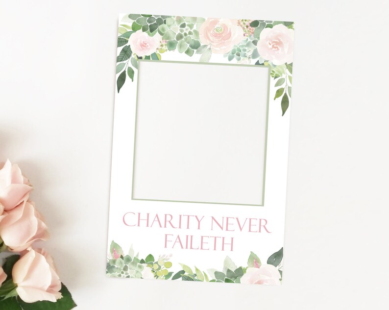 Relief Society Photo Booth Frame Charity Never Faileth | Etsy