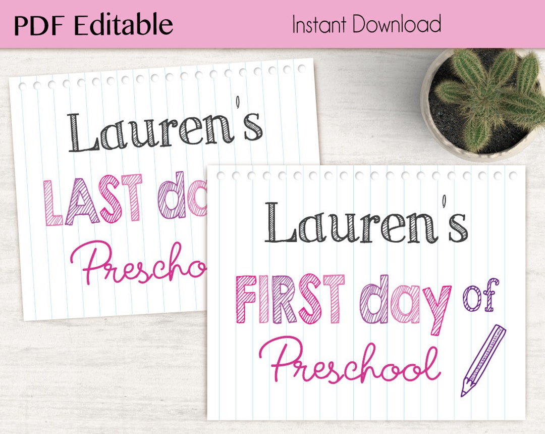 First Day of School / Last Day of School Chalkboard Print, Editable PDF ...