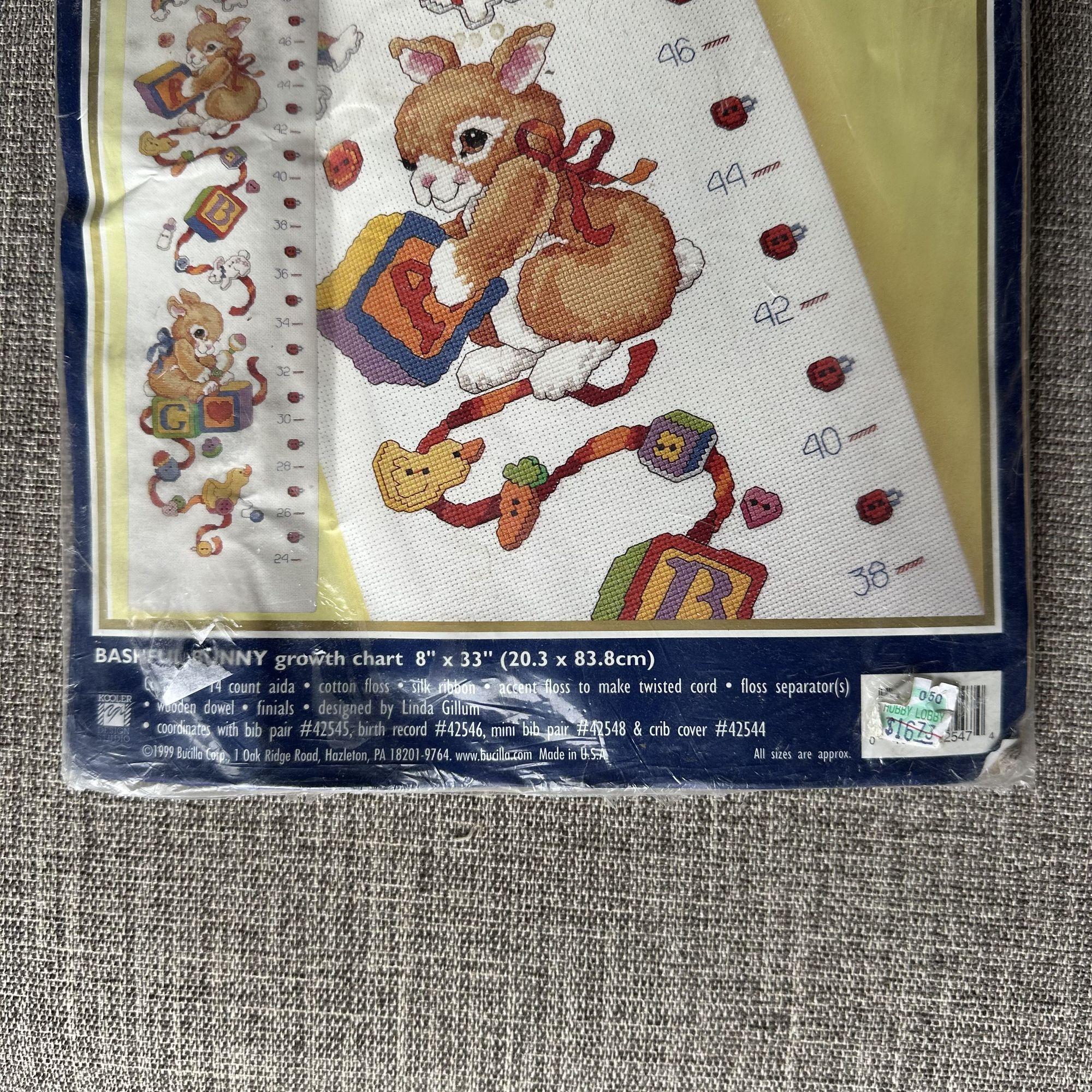 Bucilla Baby Counted Cross Stitch Kit 42547 Bashful Bunny Growth Chart ...