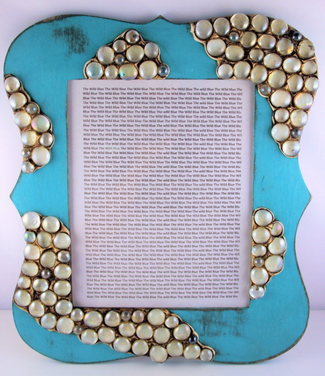 8x10 Distressed Turquoise Frame With Clear Gem Accent, 8x10 Distressed ...