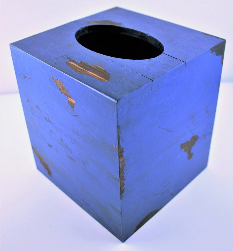 Distressed Blue Square Tissue Box Cover Persian Blue Tissue - Etsy