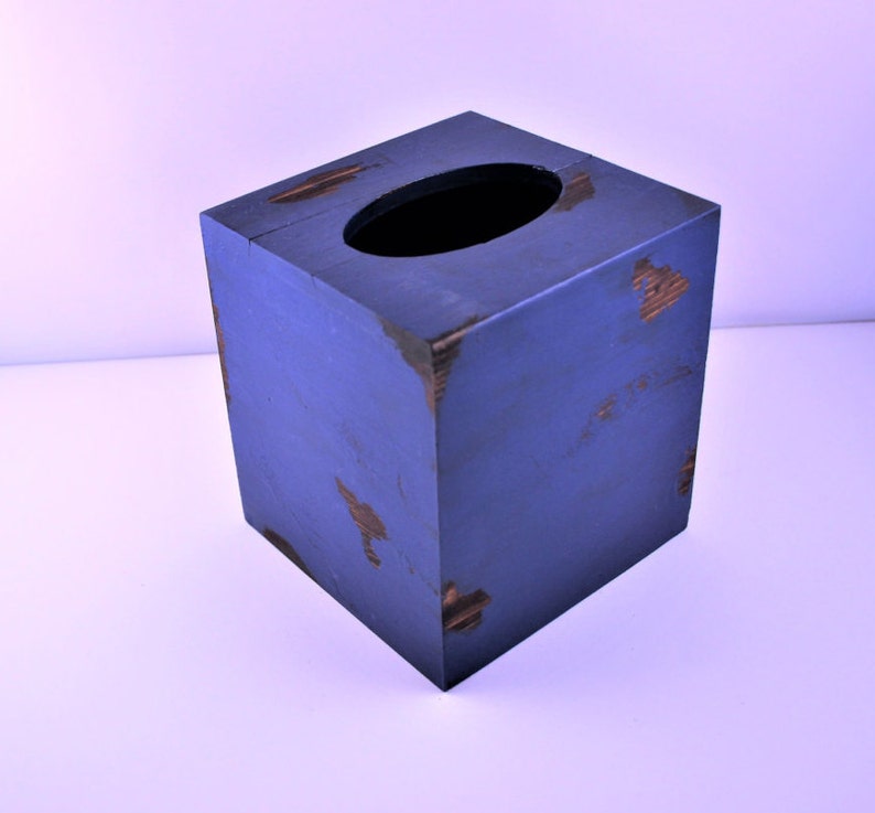 Distressed Blue Square Tissue Box Cover Persian Blue Tissue - Etsy