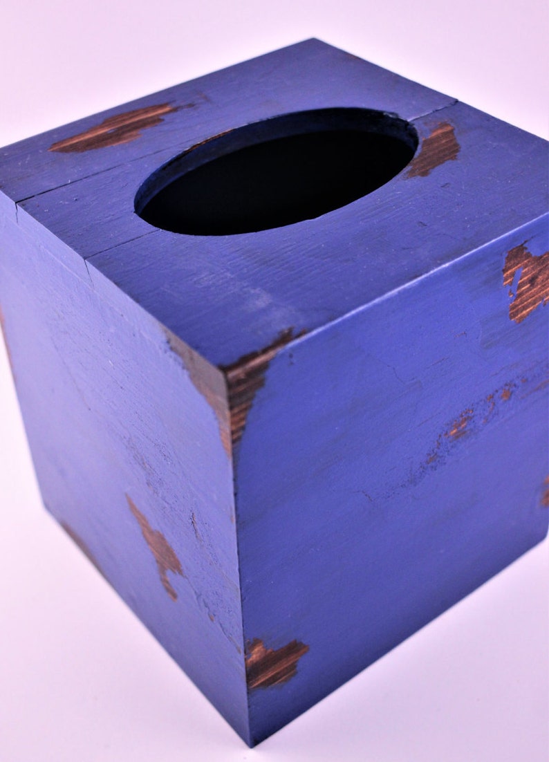 Distressed Blue Square Tissue Box Cover Persian Blue Tissue - Etsy