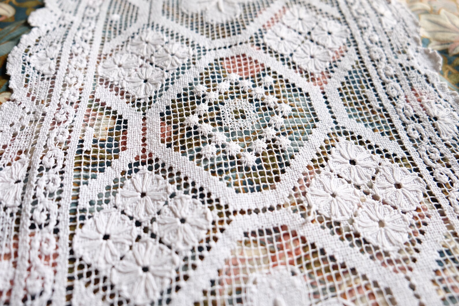 Victorian Edwardian Linen Antique Snow White Fillet Lace Table - Etsy