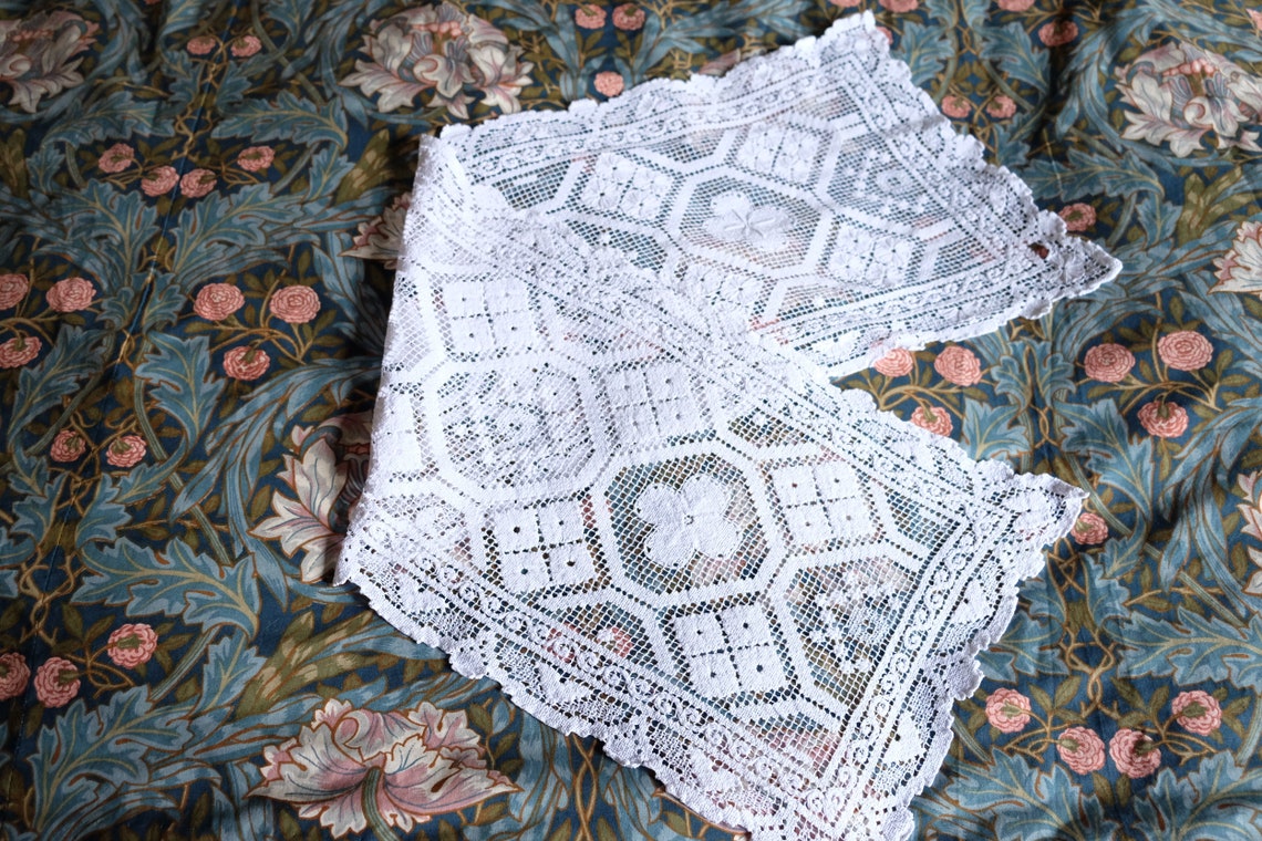 Victorian Edwardian Linen Antique Snow White Fillet Lace Table - Etsy