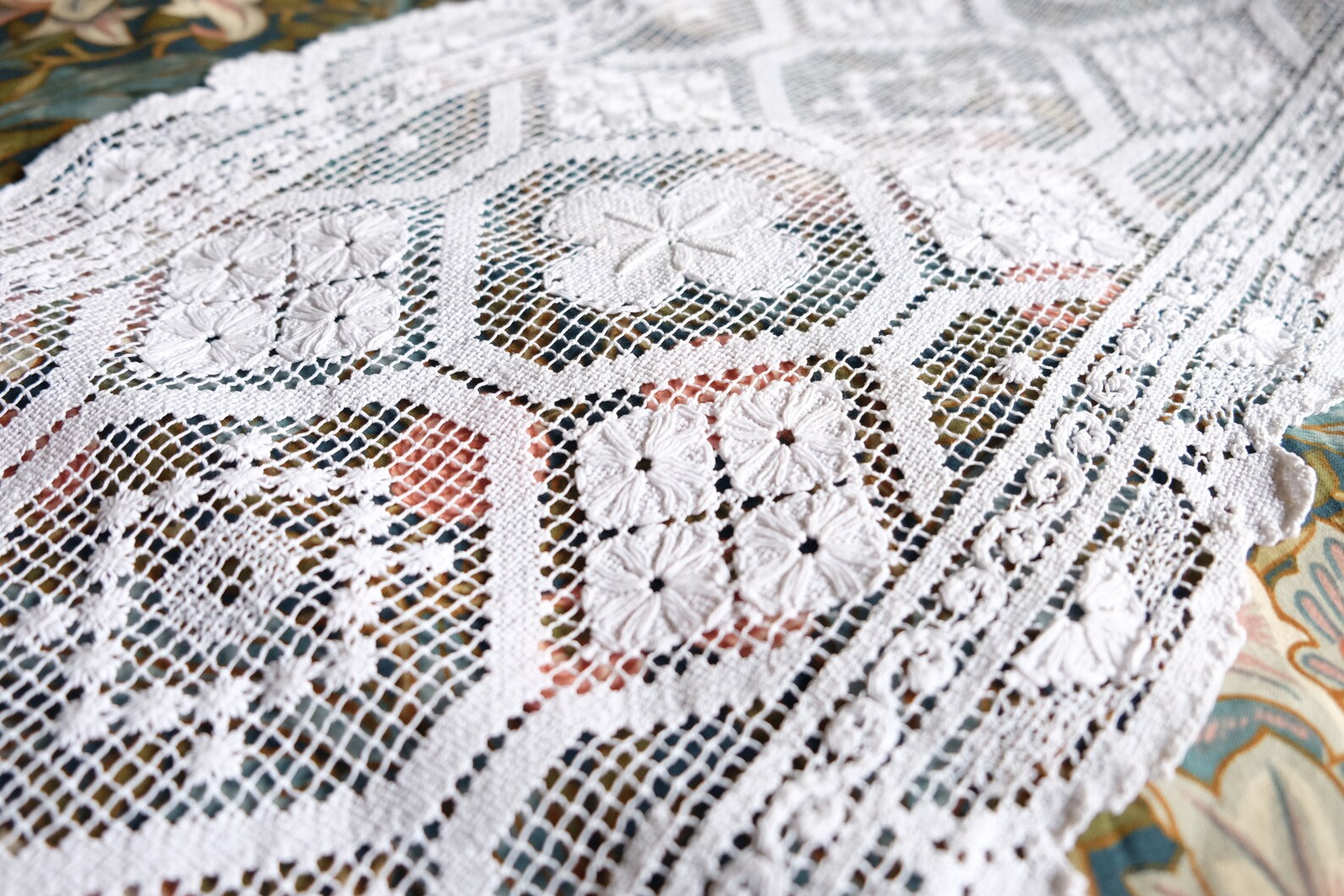 Victorian Edwardian Linen Antique Snow White Fillet Lace Table - Etsy