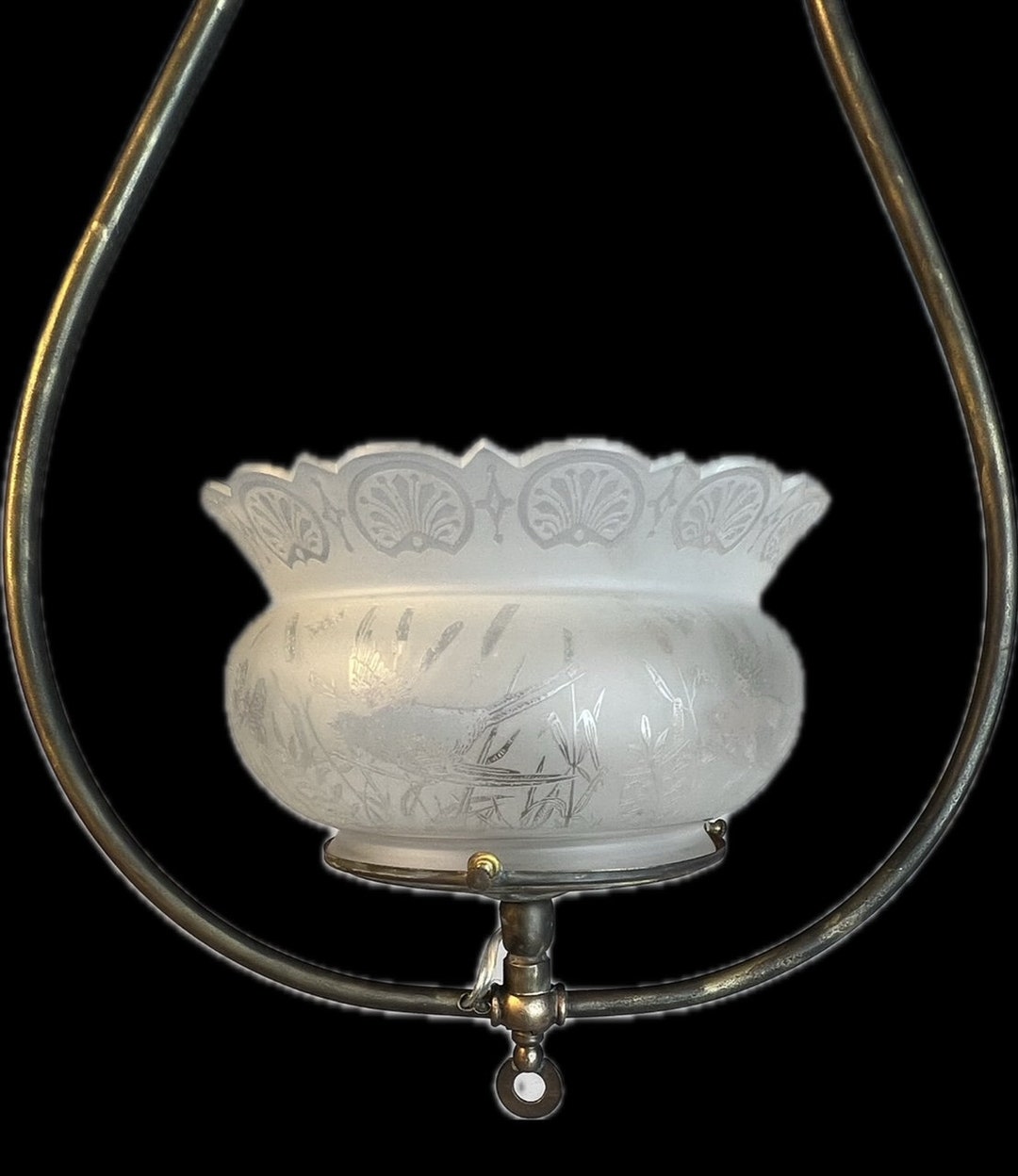 Vintage 1880's Gas Pendant Harp Fixture, Wired for Electricity. Deeply ...