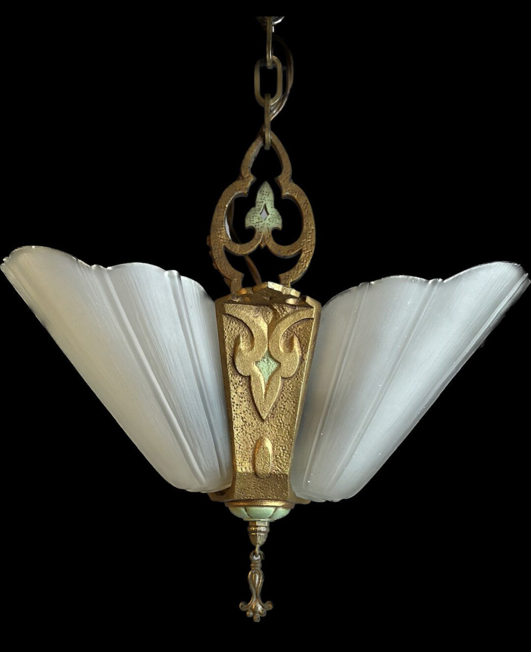 Vintage "markel" 3 Light Slip Shade Chandelier - Etsy