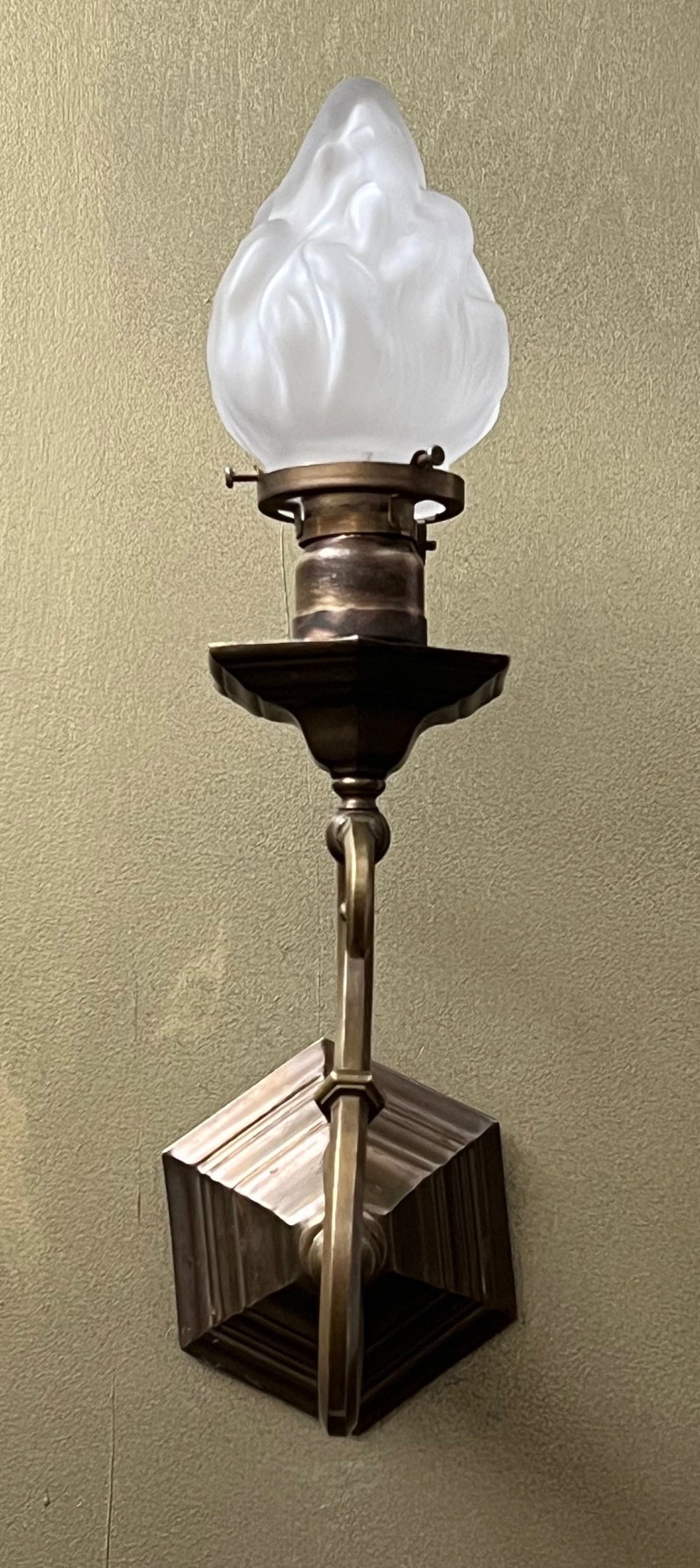 Original Late Victorian Torch Style Wall Sconce and Shades. Full ...