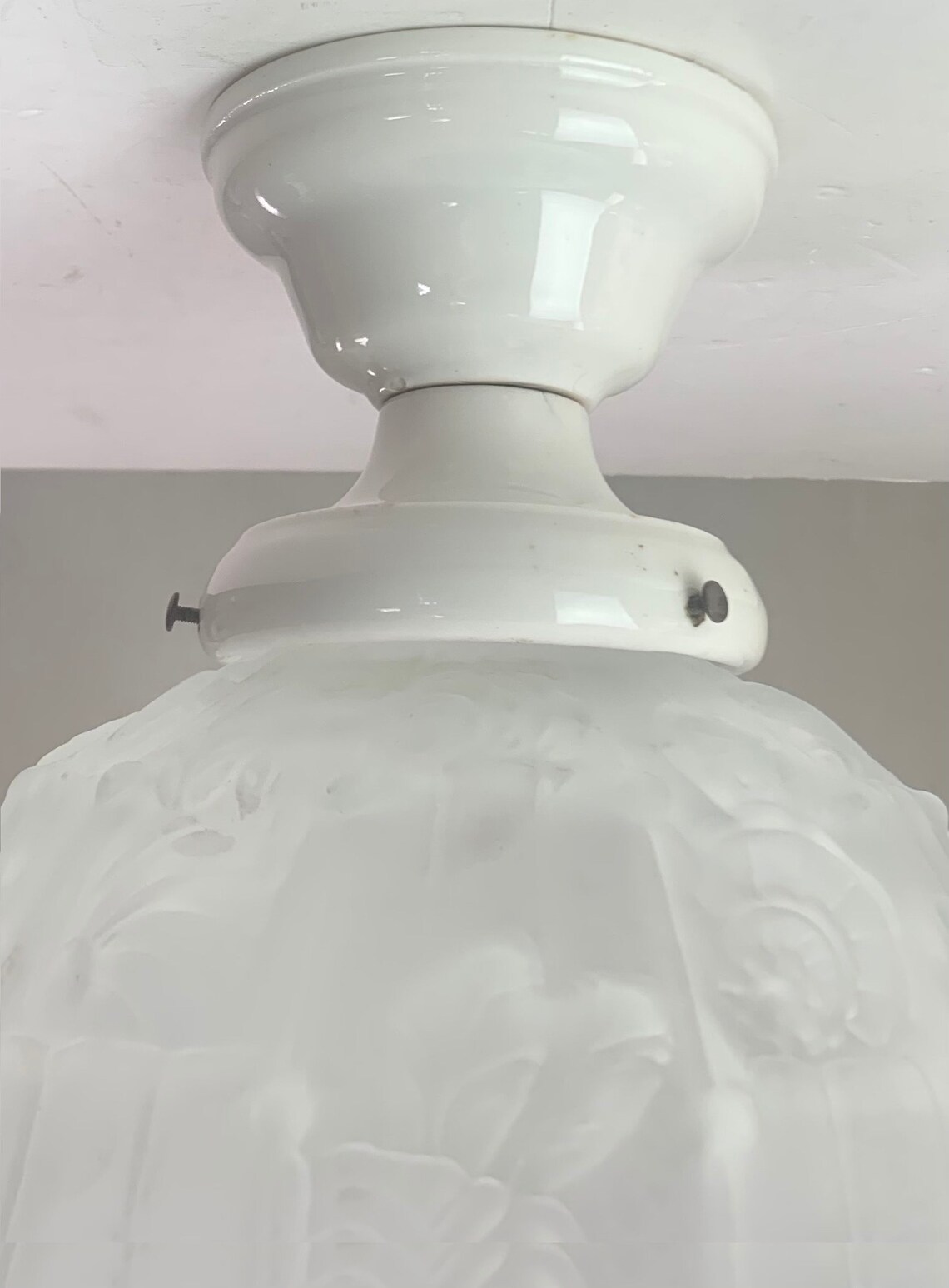 Vintage Pair of Art Deco Porcelain Ceiling Collar Fixtures - Etsy