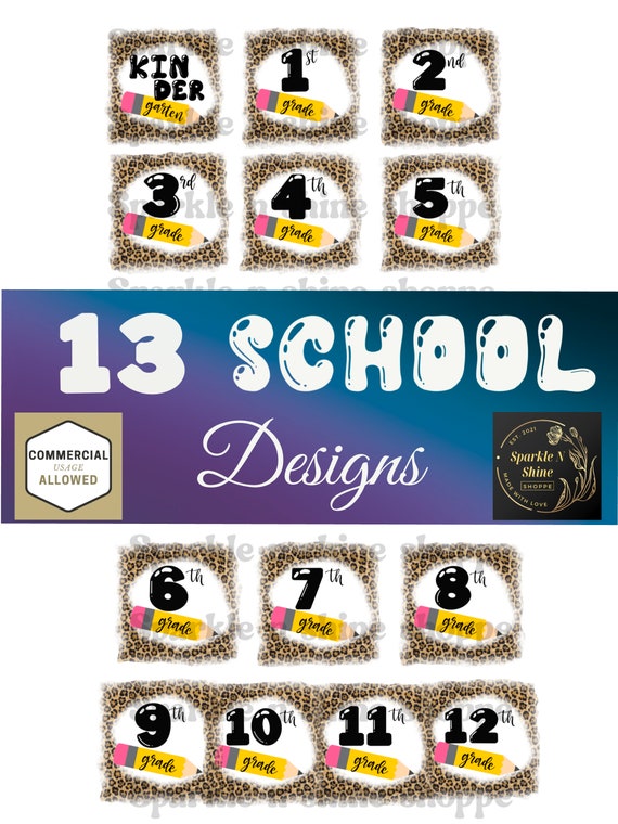 School Designs School Grade Levels Png Files Leopard - Etsy