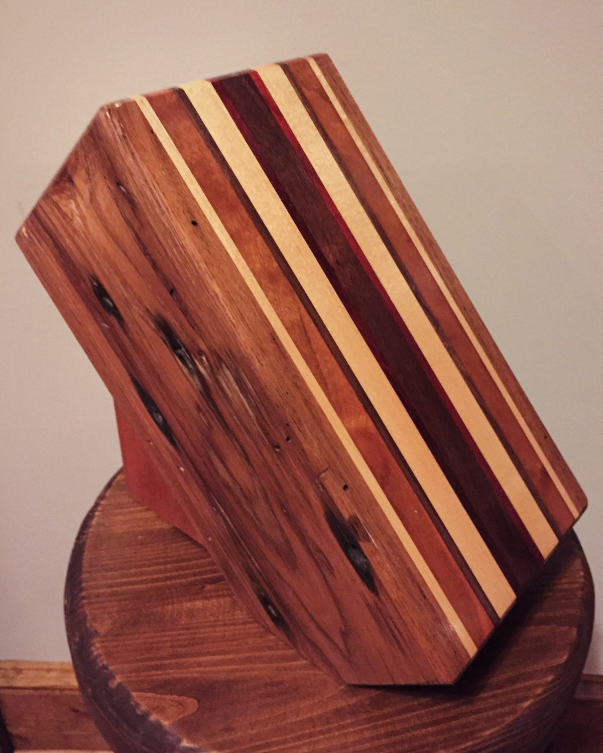 Hardwood Knife Block. Wormy Chestnut, Maple, Walnut, Padauk ...