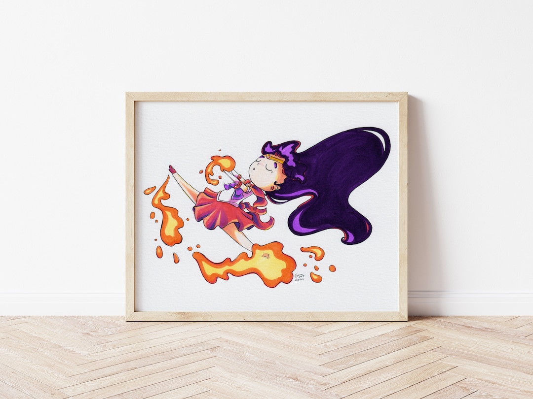Sailor Series - Original Illustration - Sailor Mars - 6x8" - Etsy
