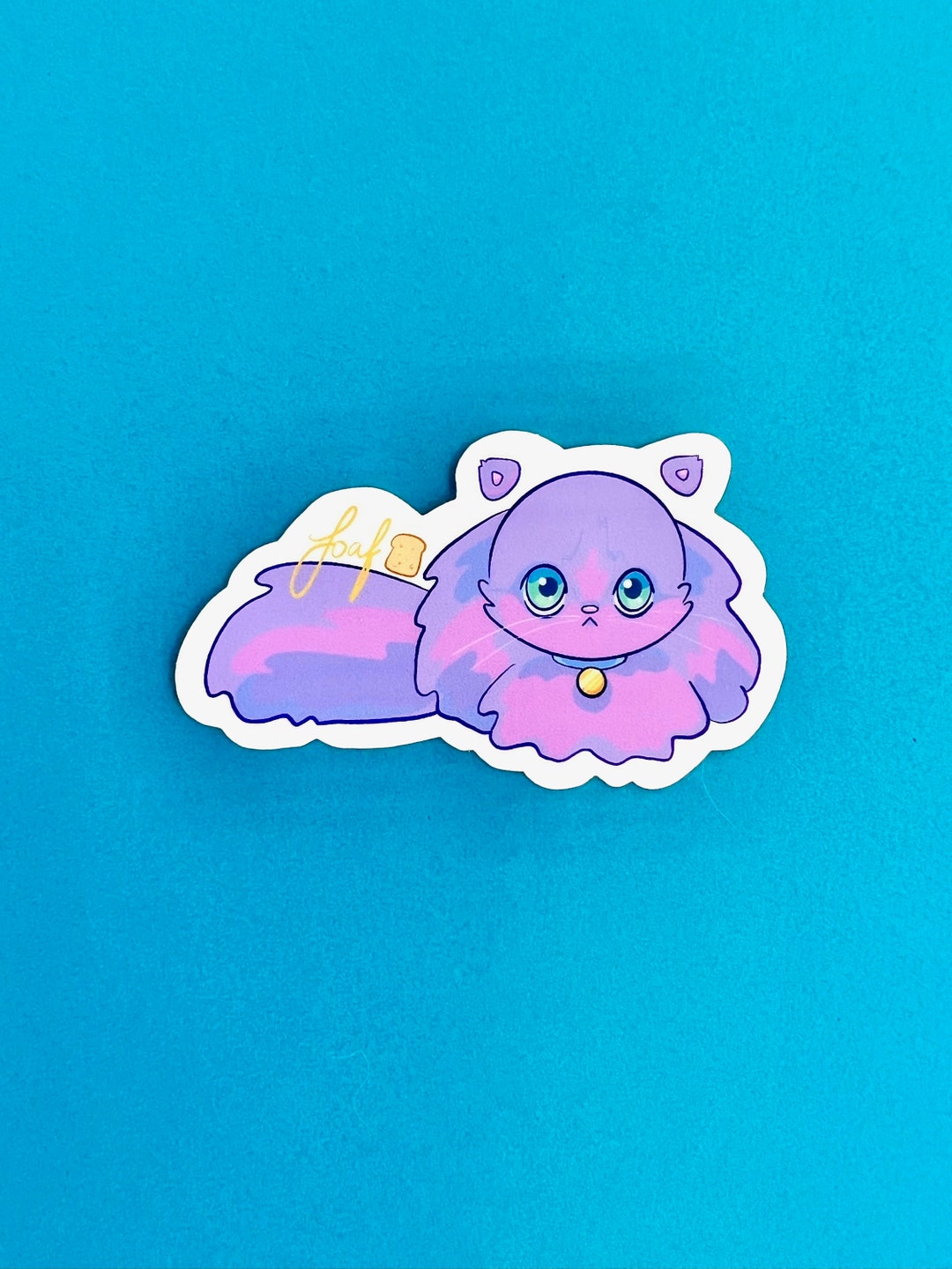 Cat Loaf Sticker Cute Cat Sticker Cat Bread Sticker Purple Cat Sticker ...