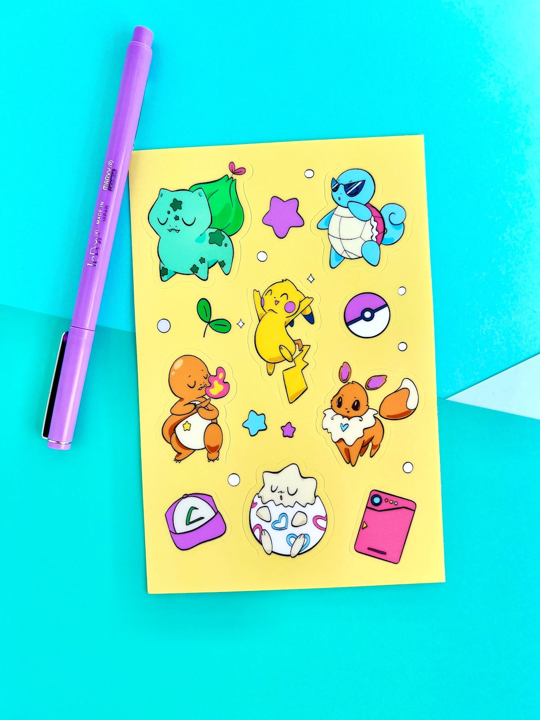 Pokemon Sticker Sheet 4x6 Pokemon Stickers Pikachu Sticker Bulbasuar ...