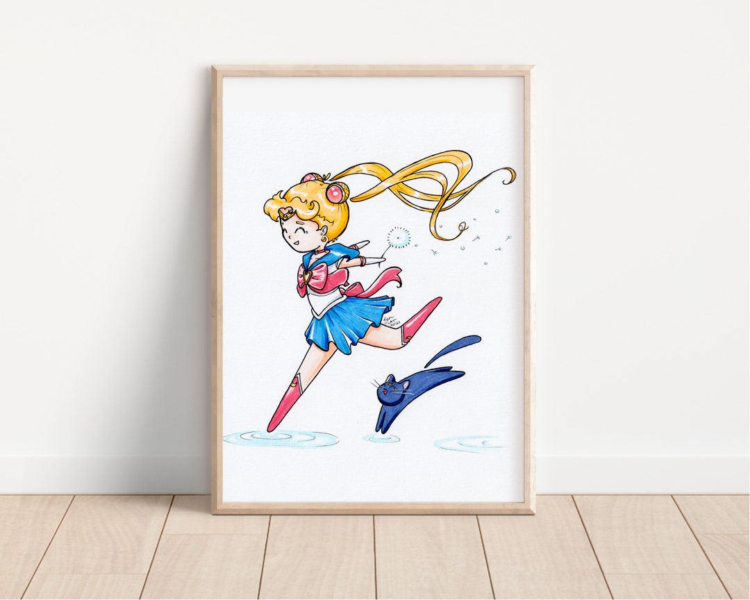Sailor Series - Original Illustration - Sailor Moon - 5 1/2 X 7” - Etsy