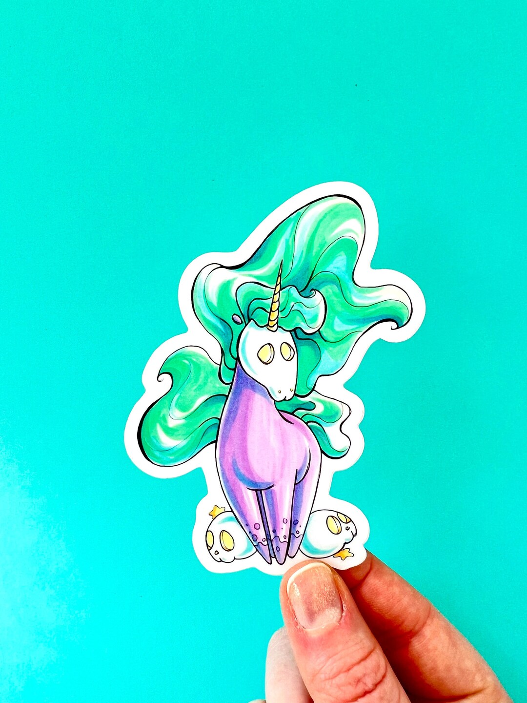Unicorn Skull Sticker Dark Unicorn Sticker Magical Creature Sticker - Etsy