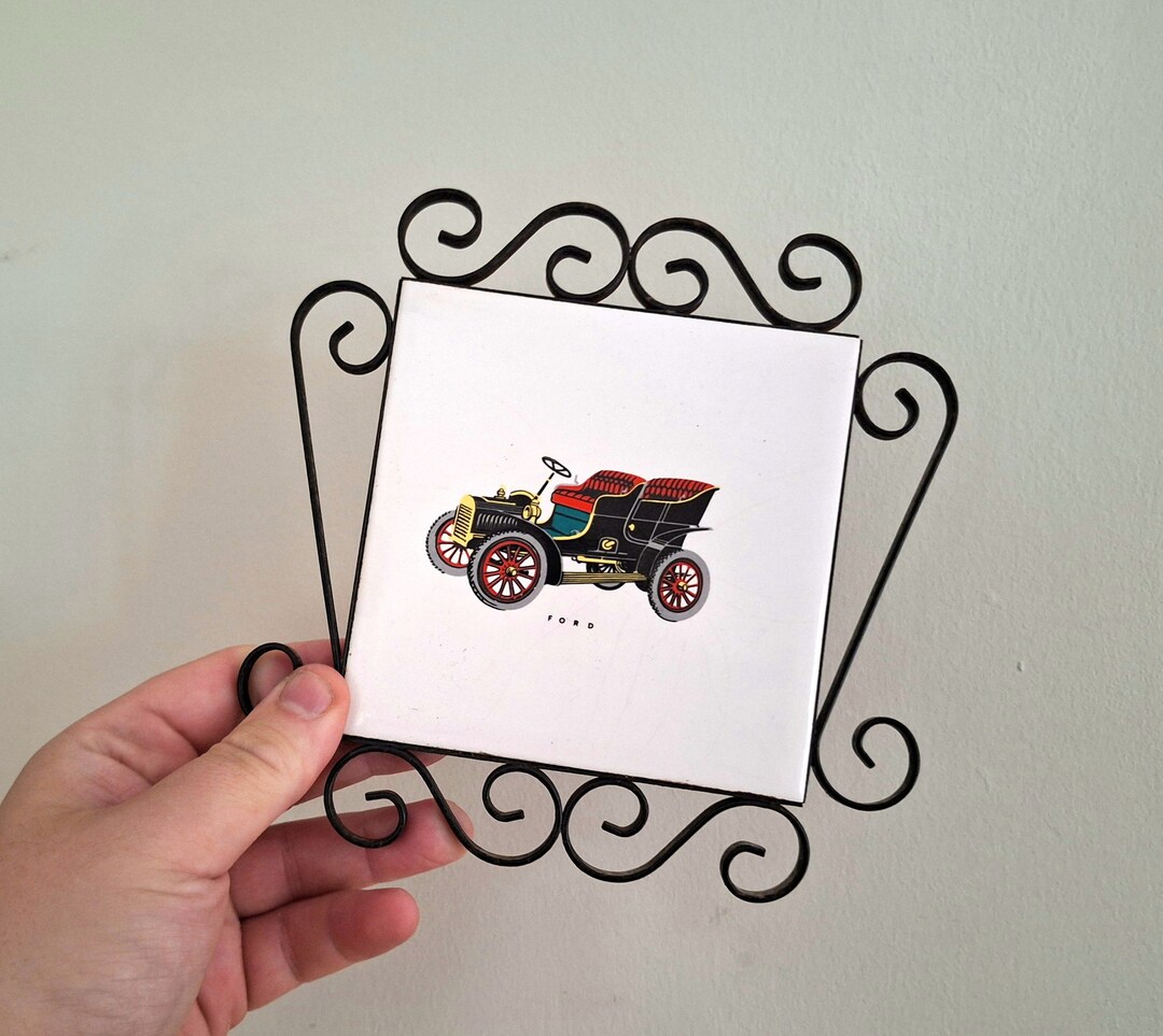 Vintage Car Tile Drinks Mat – Retro Ford Design Ceramic Coaster With ...