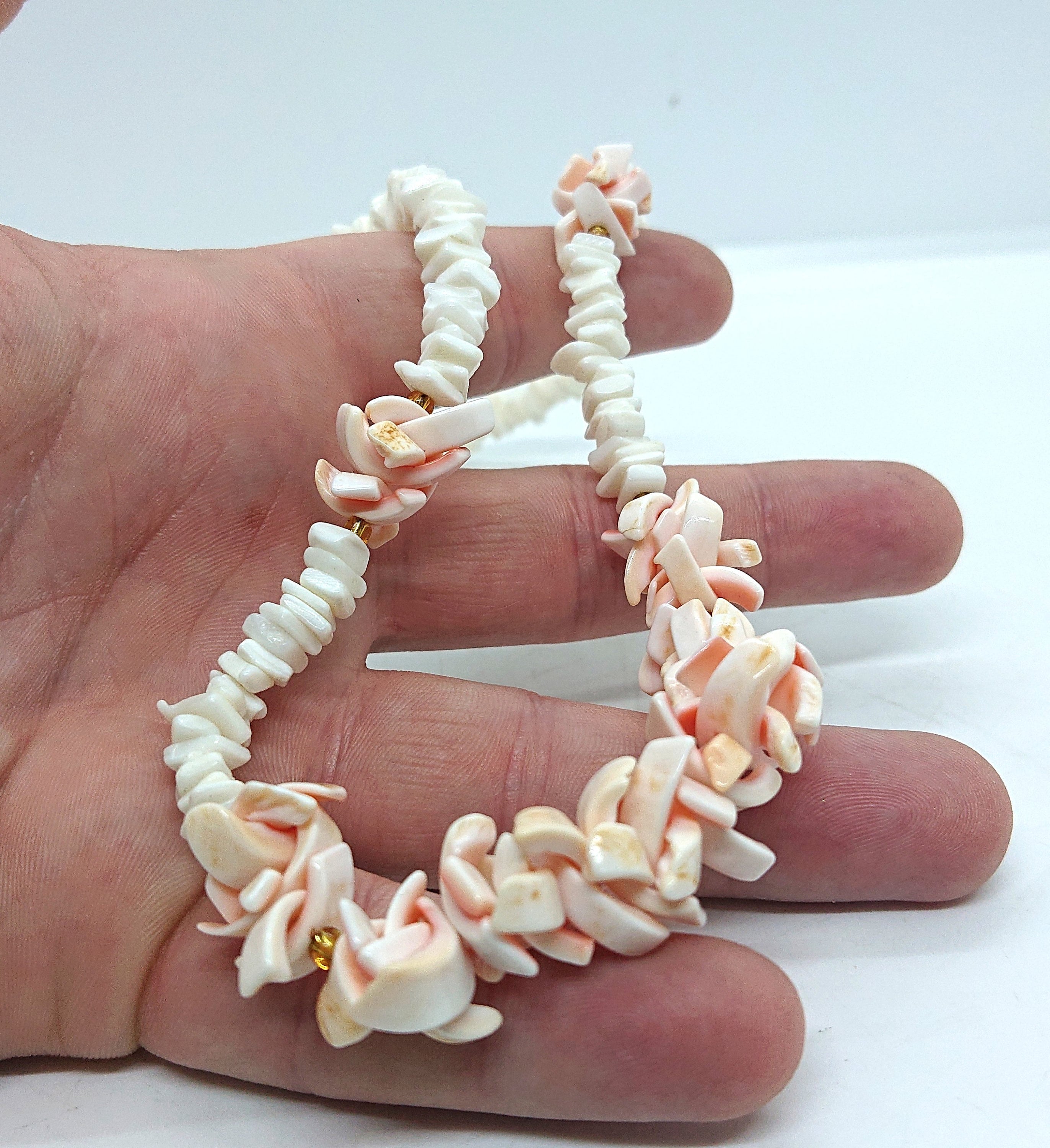 Vintage Puka Shell Coral Necklace Pastel Pink Surfer Spiky - Etsy