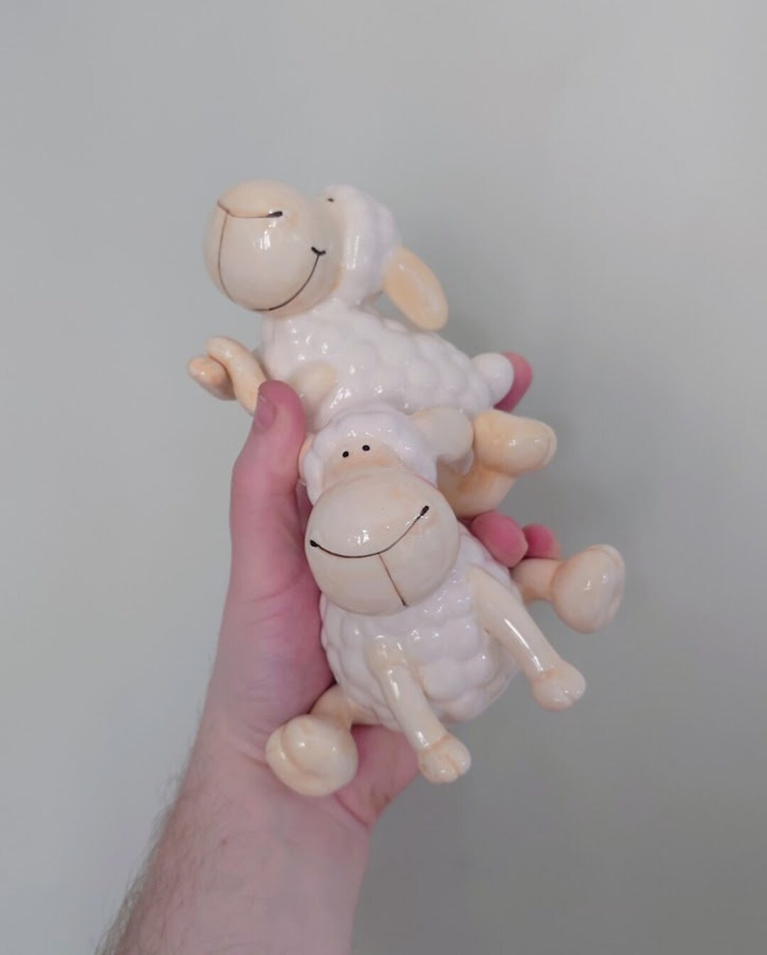 Sheep Figurine Set of 2 Ceramic Sheep Figures Kitsch Sheep Cute Lamb ...