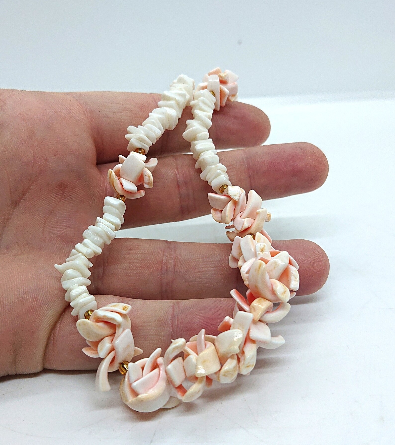 Vintage Puka Shell Coral Necklace Pastel Pink Surfer Spiky - Etsy