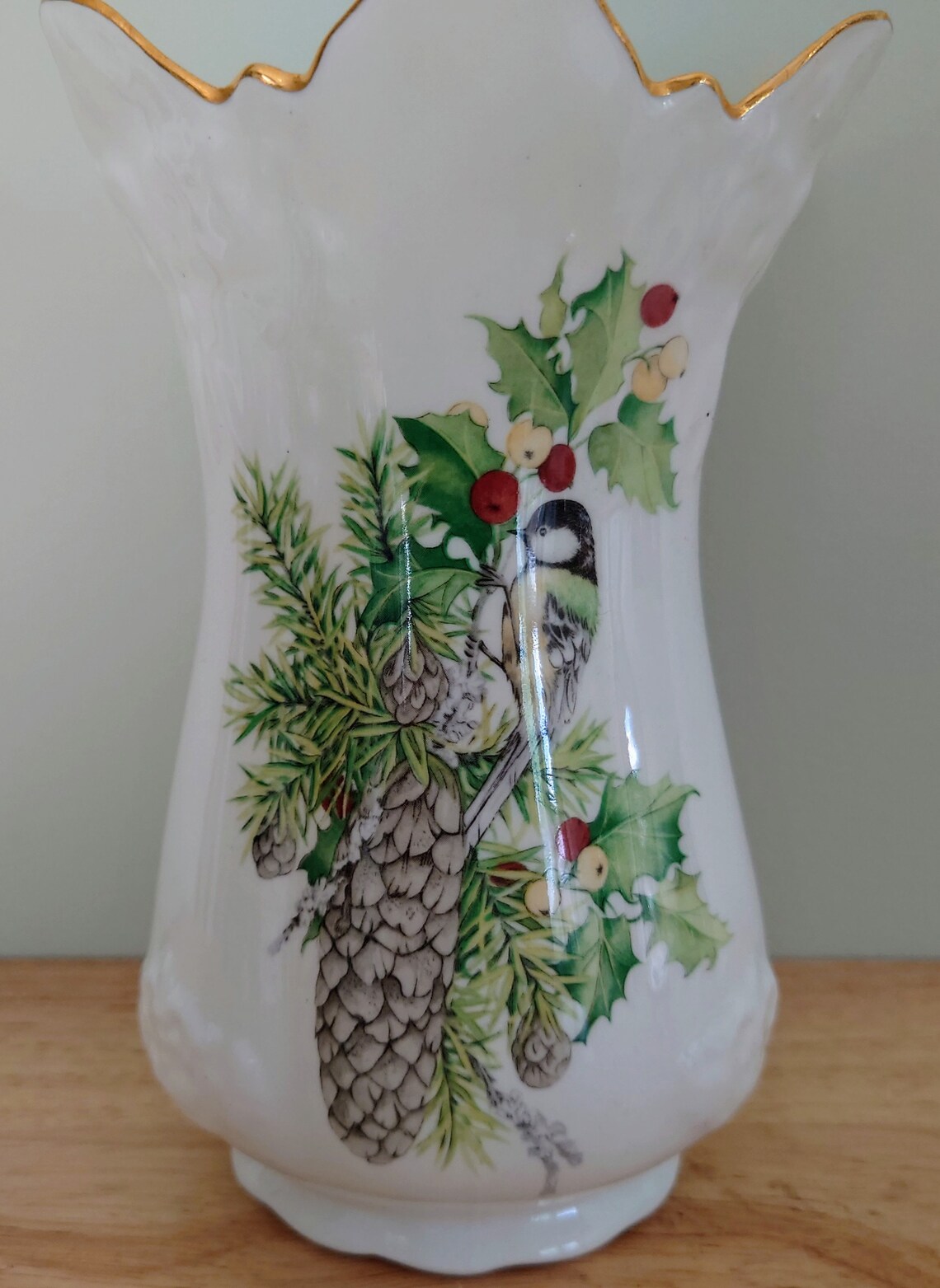 Vintage Bone China Vase Fenton Pottery Bird Floral Vase Flower Vase ...