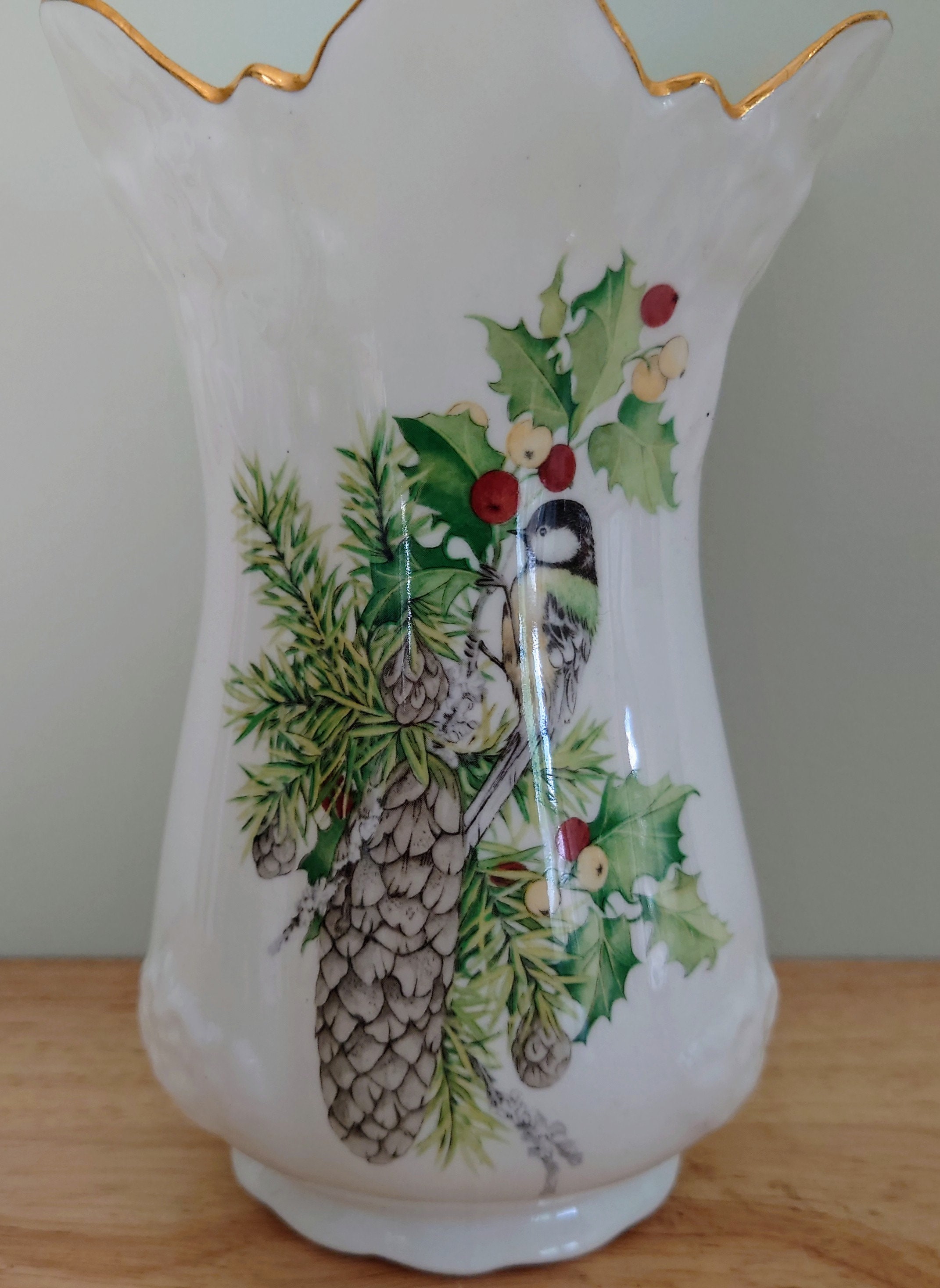 Vintage Bone China Vase Fenton Pottery Bird Floral Vase Flower - Etsy