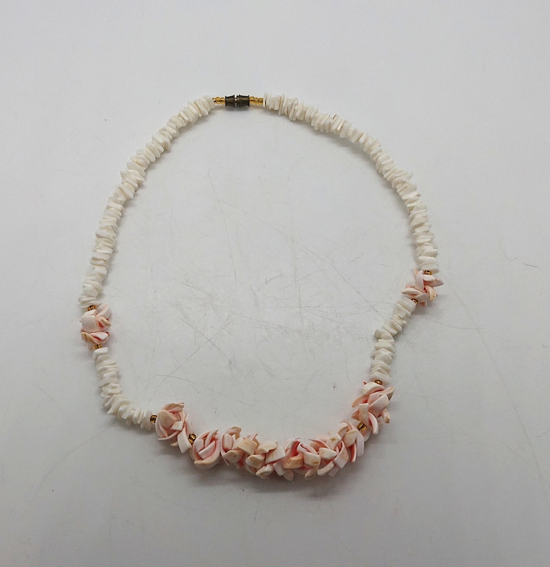 Vintage Puka Shell Coral Necklace Pastel Pink Surfer Spiky - Etsy