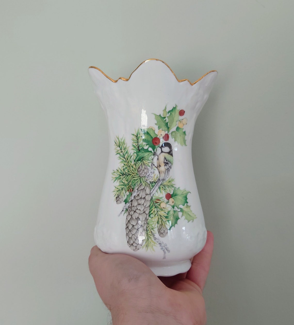 Vintage Bone China Vase Fenton Pottery Bird Floral Vase Flower - Etsy