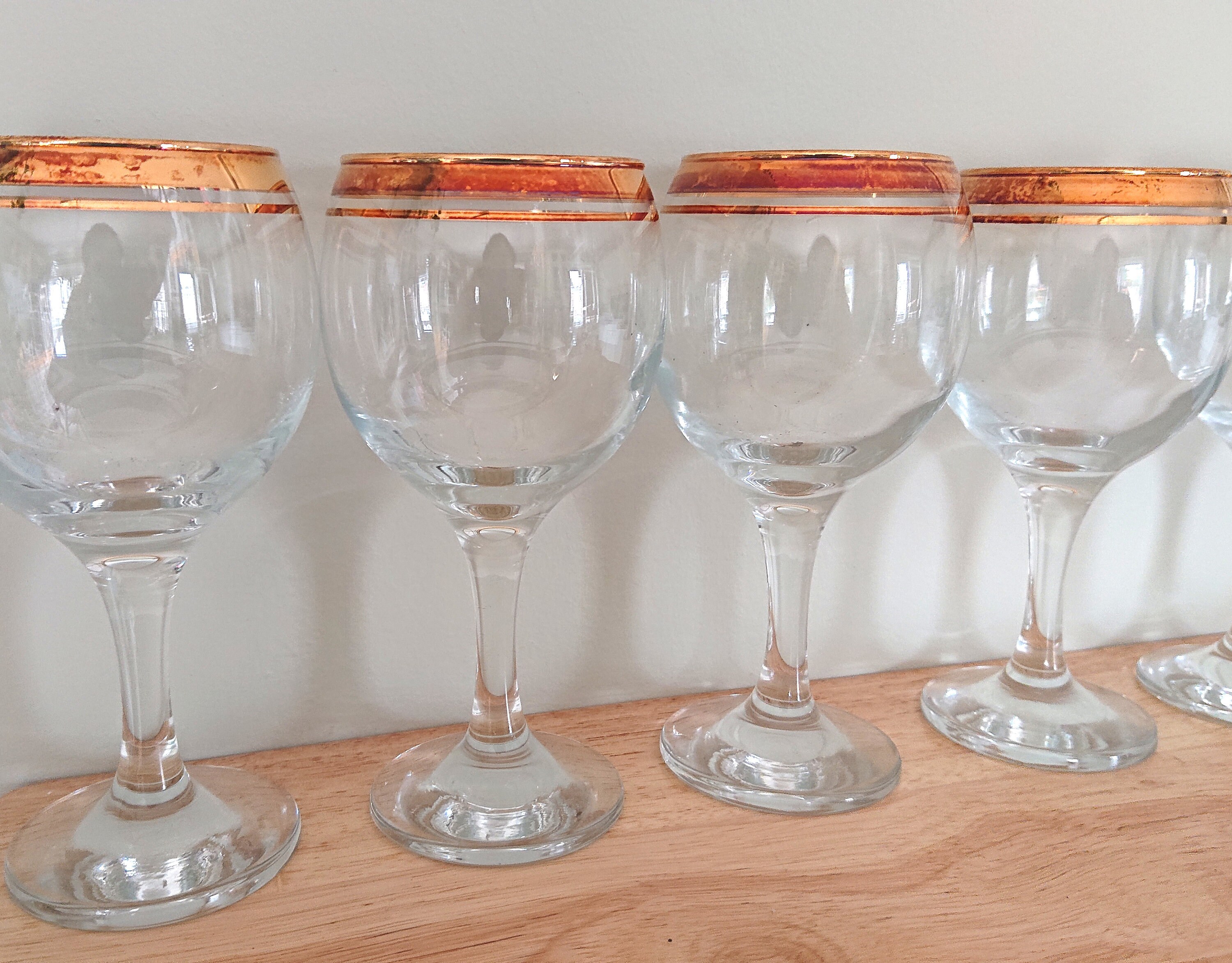 Vintage Wine Sherry Glasses Gold Gilt Modernist Drinking Etsy